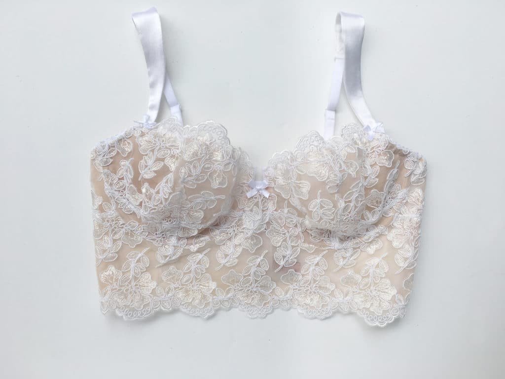 White lace bra in french calais lace nude lining - Marianna Giordana Paris