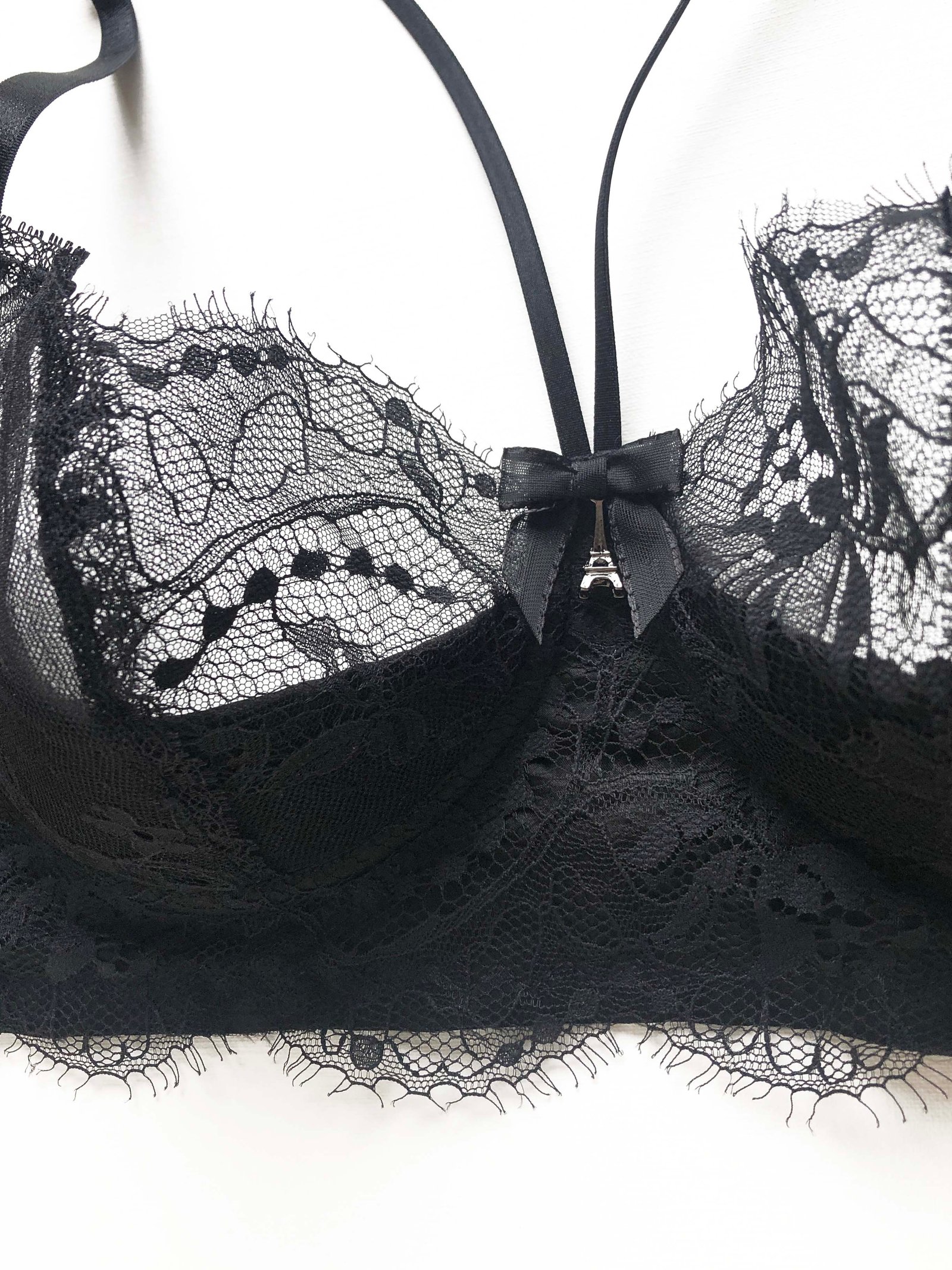 Balconette lace bra in black and silk lace - Marianna Giordana Paris
