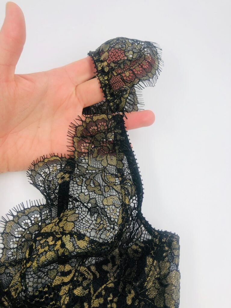 Black and Gold Lace lingerie bra in black and gold Chantilly lace