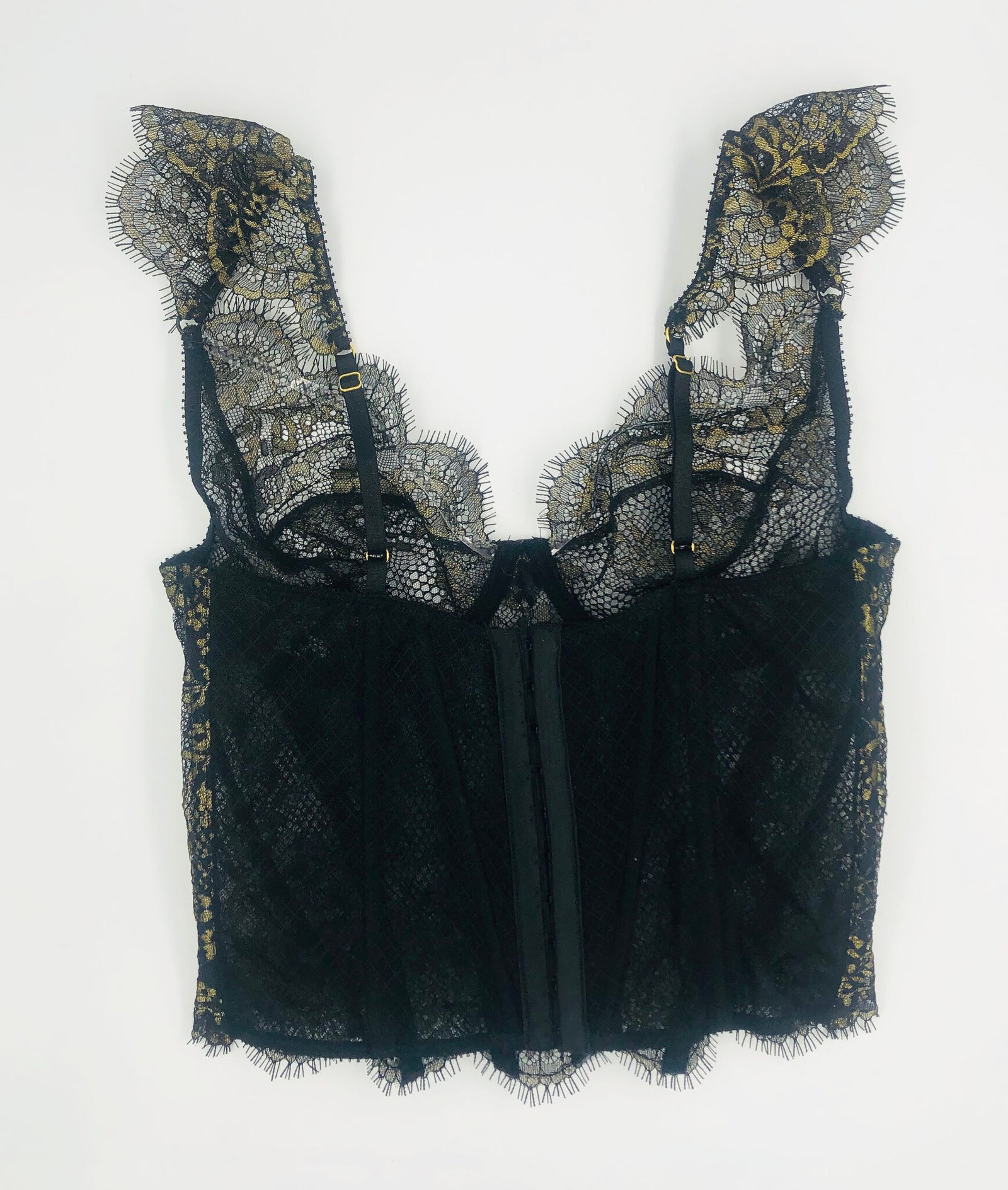 Black and Gold Lace lingerie bra in black and gold Chantilly lace
